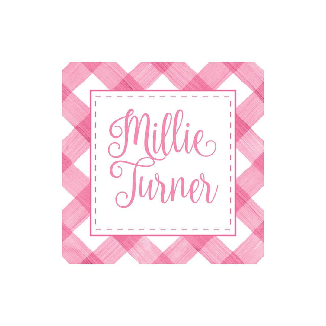 Pink Watercolor Gingham Personalized Enclosure Cards, Gift Tags, or ...