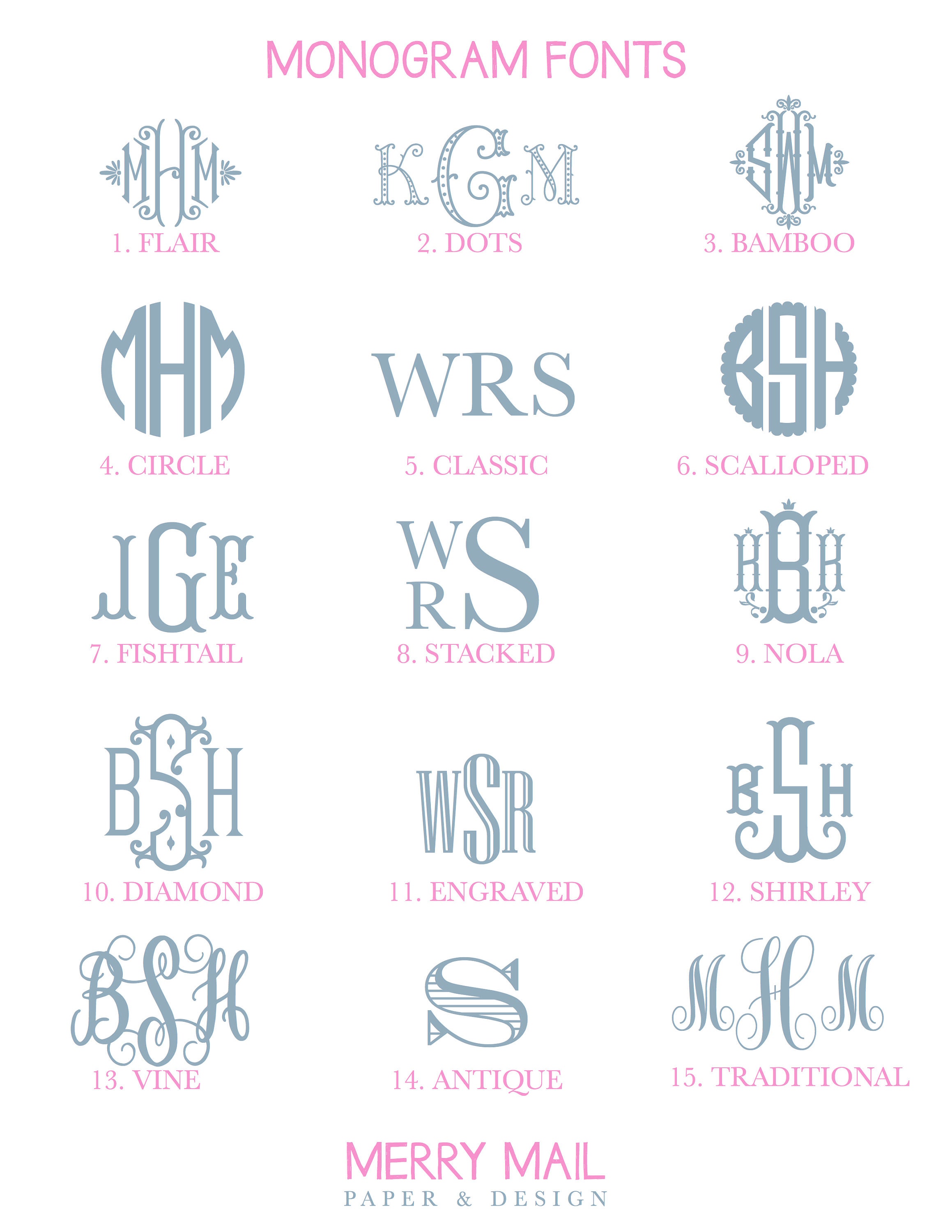 Blue Monogram Enclosure Cards Gift Tags or Stickers | Etsy