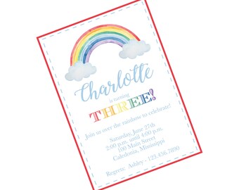 Watercolor Rainbow Party Invitation - Etsy