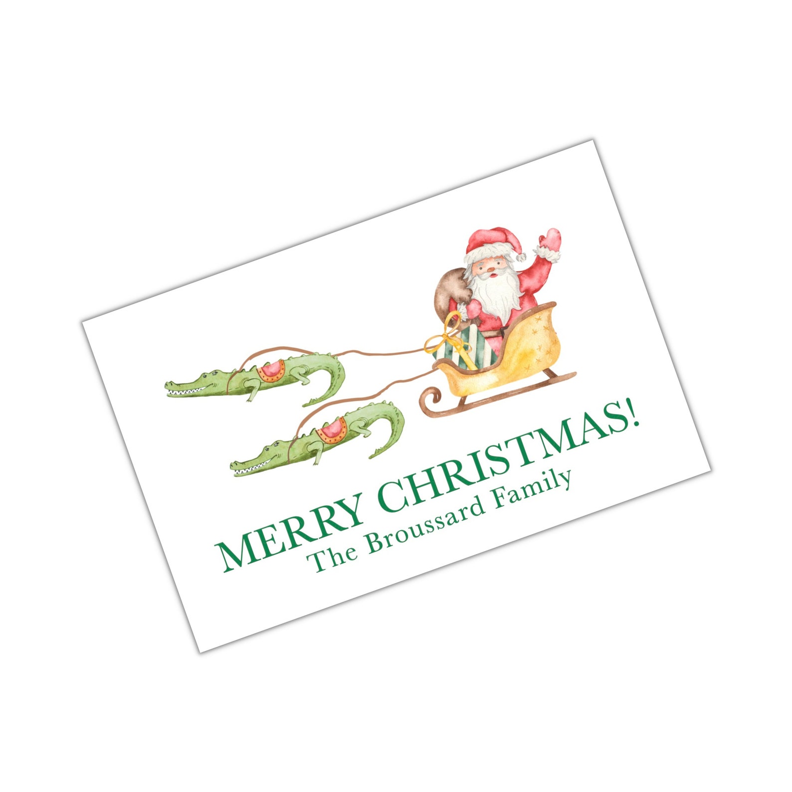 Watercolor Cajun Christmas Bayou Santa Tag, Christmas Sticker ...