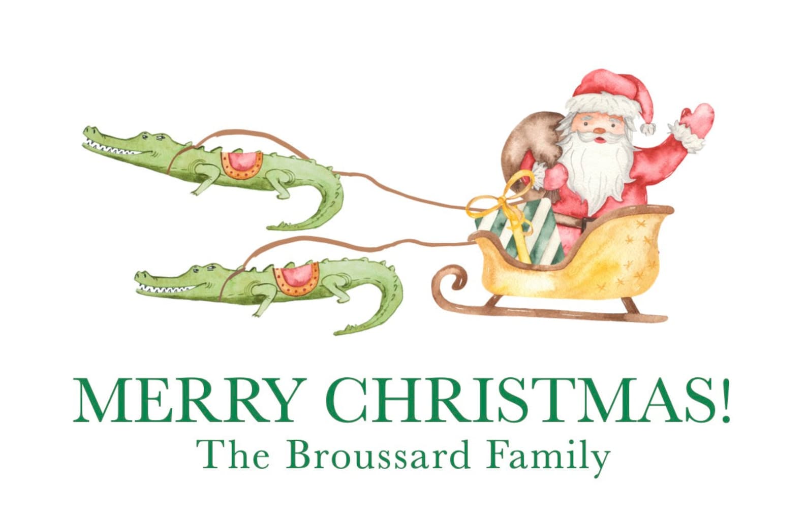 Watercolor Cajun Christmas Bayou Santa Tag, Christmas Sticker ...