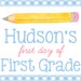 Blue Gingham Pencil Back to School Sign Watercolor Apple First Day of ...