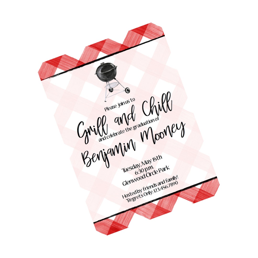 Grill and Chill Party Invitation BBQ Bar-b-que Invitation Grill Party ...