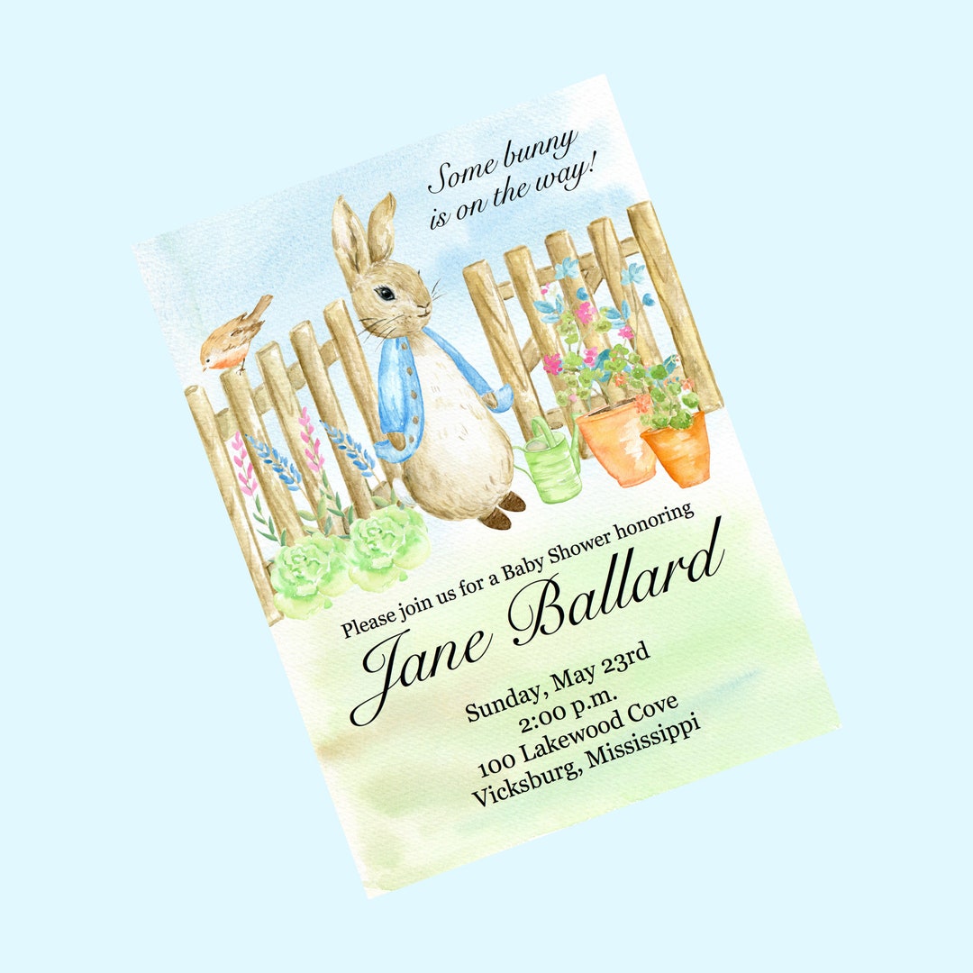Watercolor Peter Rabbit Invitation Peter Rabbit Baby Shower Invitation ...