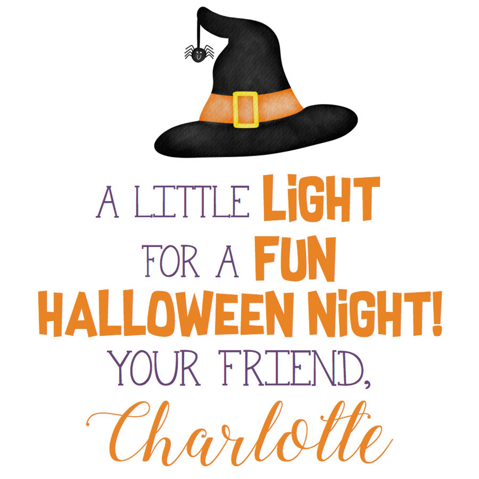 Witch Hat Glow Stick Halloween Treat Tag - Etsy