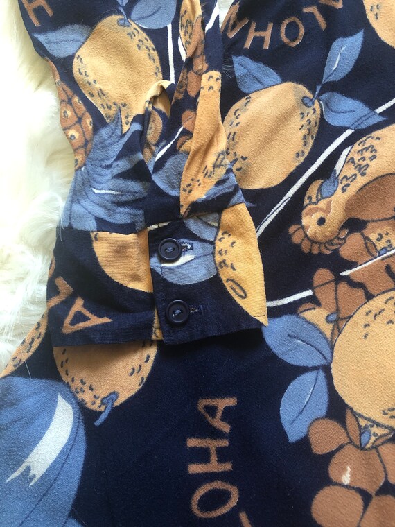 Vintage Men's 1960s 70s Blue Aloha Hawaii Print Calif… - Gem