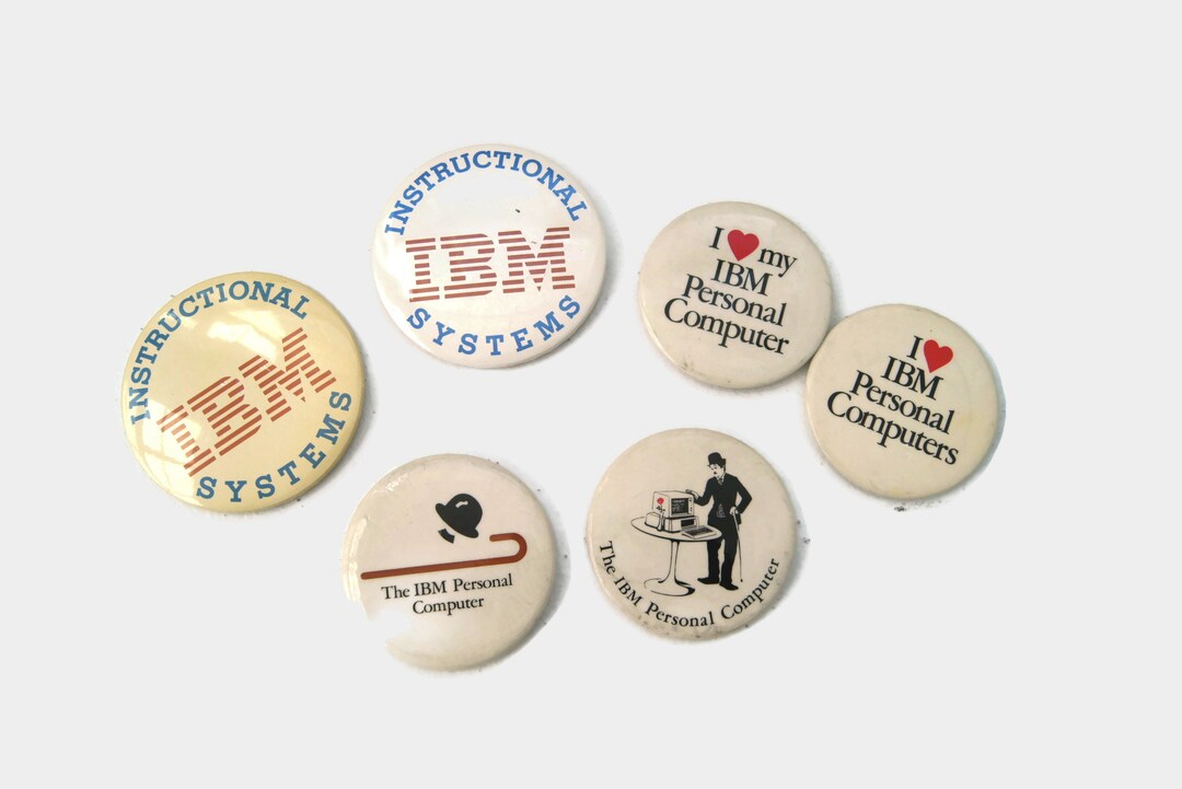 Vintage IBM Button Lot -six (6) Vintage IBM Pinback Buttons Corporate ...