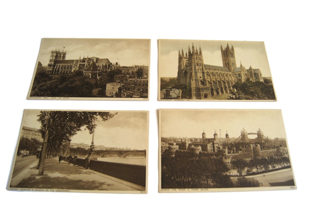 Vintage London Postcards: Westminster Abbey, Canterbury Cathedral - Set ...