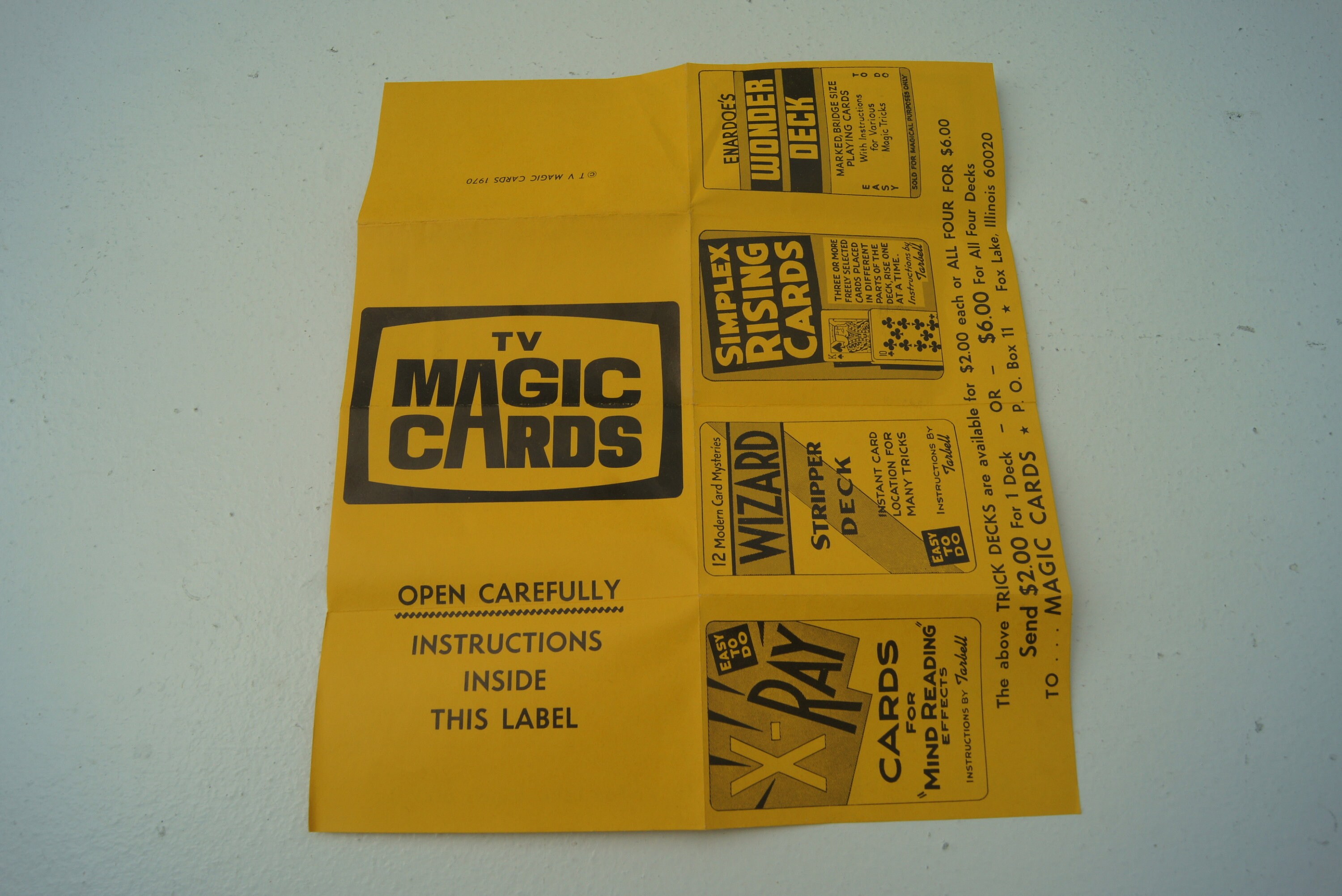 Vintage TV Magic Cards Linen Finish Bridge Size Fox Lake Illinois 1970 ...