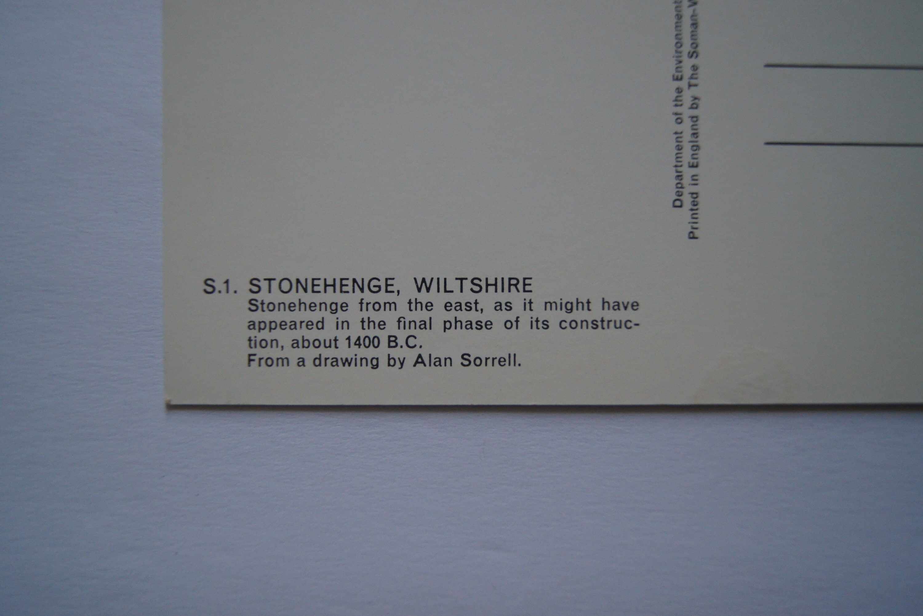 Vintage Postcard Stonehenge, Wiltshire From the East 1400 BC From A ...