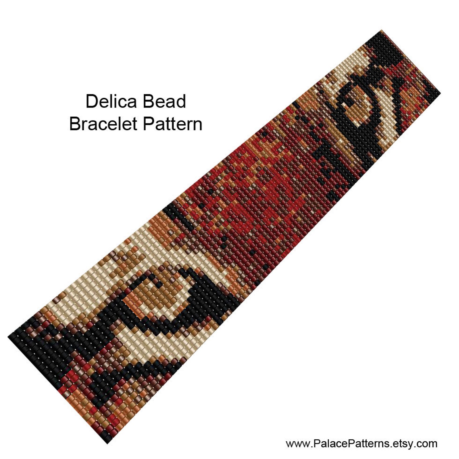 Tiger Eyes Bead Loom Weaving Bracelet Pattern or Peyote Stitch Bracelet ...