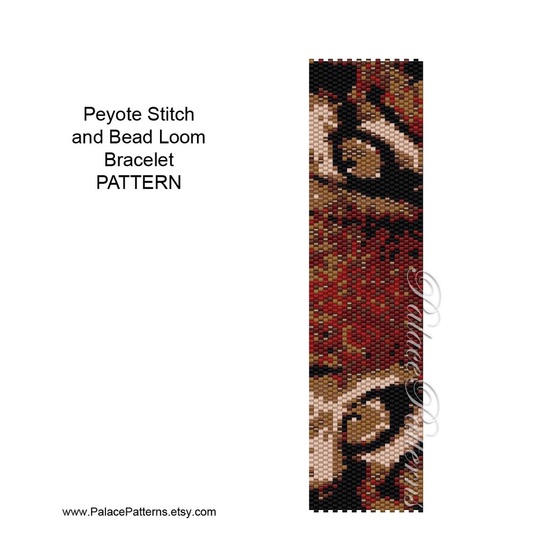 Tiger Eyes Bead Loom Weaving Bracelet Pattern or Peyote Stitch Bracelet ...