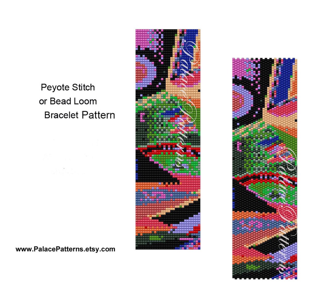 Freeform Geometric Bead Loom and Peyote Stitch Weaving Bracelet Pattern ...