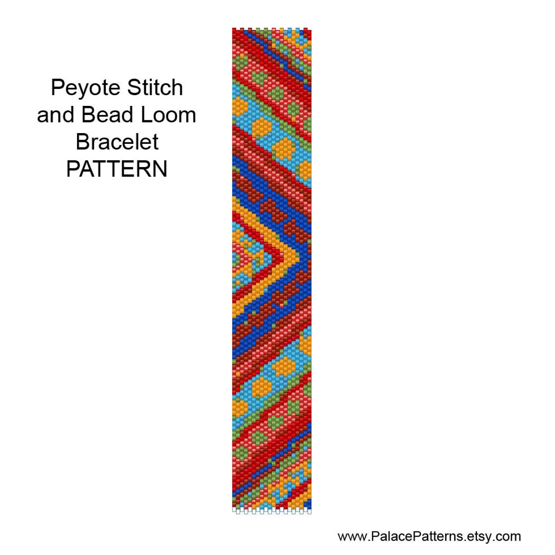 Chevron Beaded Bracelet Pattern for Bead Loom or Single Peyote Stitch ...