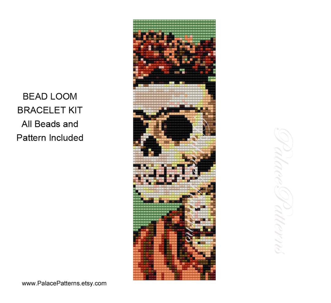 Sugar Skull Bead LOOM Bracelet KIT Pattern and Delica Beads and Skull ...