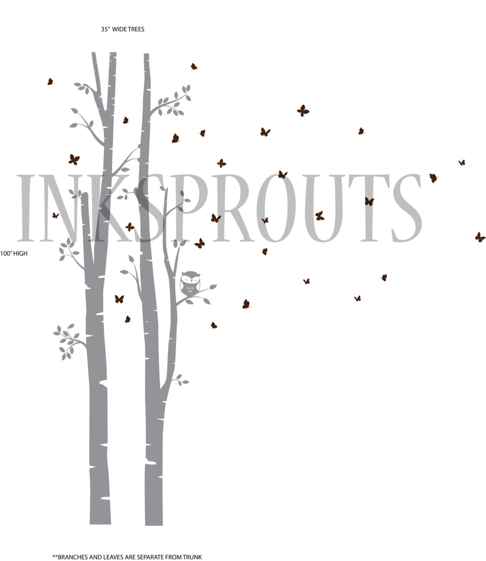 Birch Decal With Butterflies 2 Birch Decal Birch Tree Set - Etsy