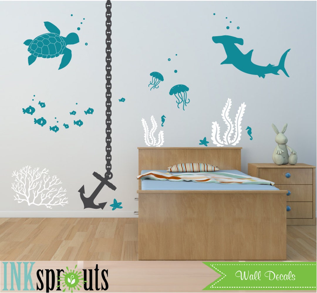 Under the Sea Decal, Anchor Nautical Decal Set, Ocean Friends, Sea ...
