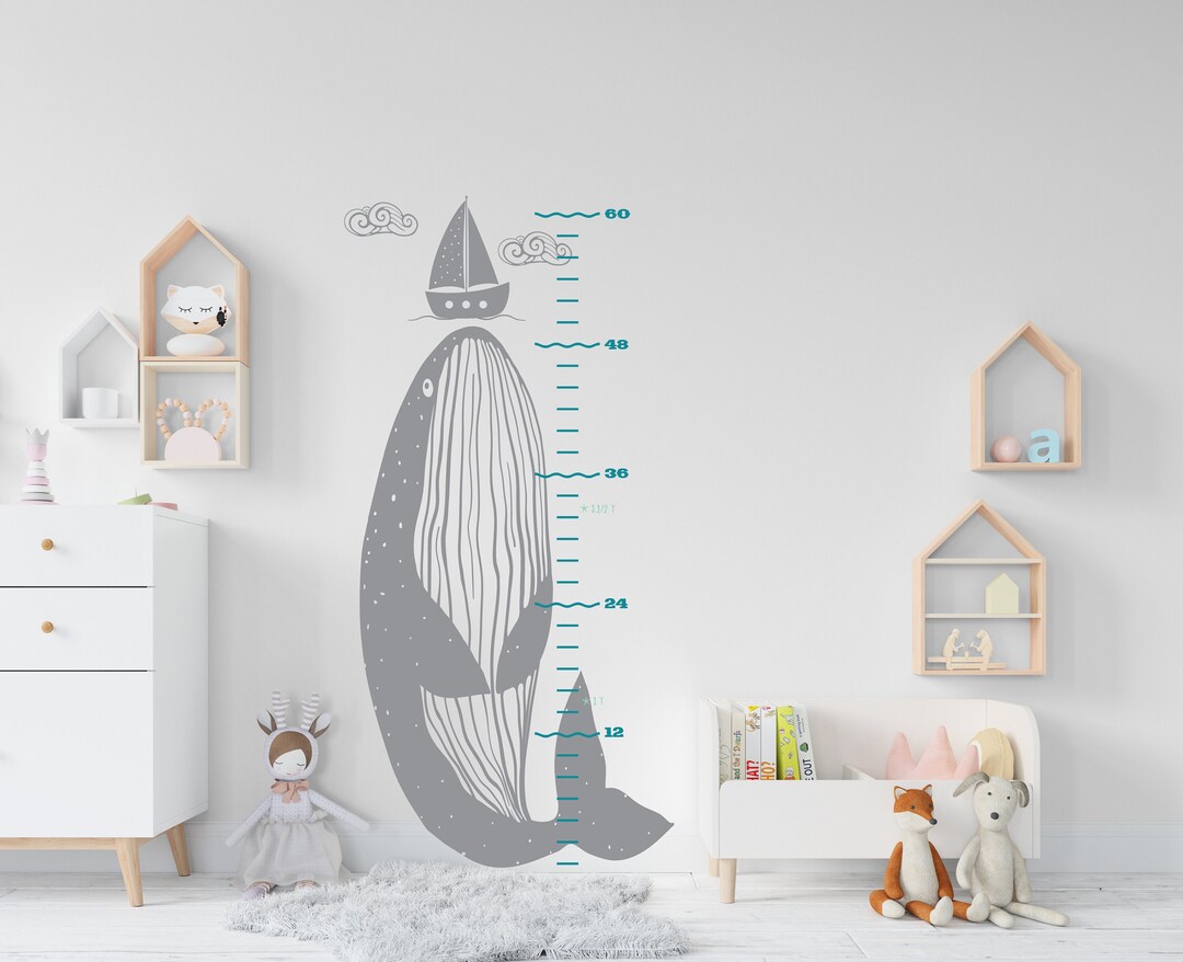 Whale Grow Chart Decal, Child Growth Chart, Under the Sea Decal ...
