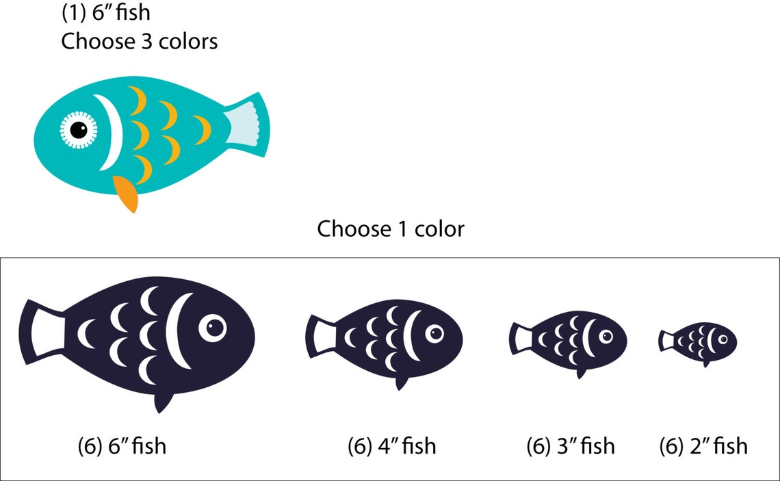 School of Fish Decal Set Under the Sea Ocean Friends Just | Etsy