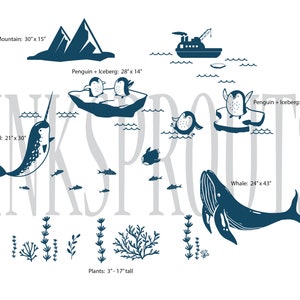 Arctic Sea Room, Penguin Decal, Narwhal Decal, Ocean Theme Room, Whale ...