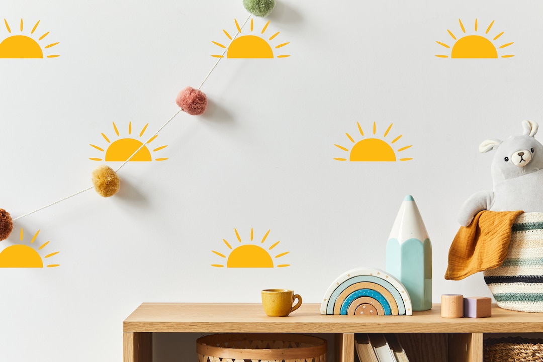 Half Sun Decal Pattern, Sunshine Pattern, Sunrise, Sunset Sticker ...