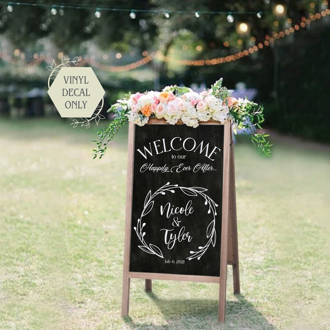 Welcome Wedding Sign Vinyl Decal Only, Personalized Wedding, Custom ...
