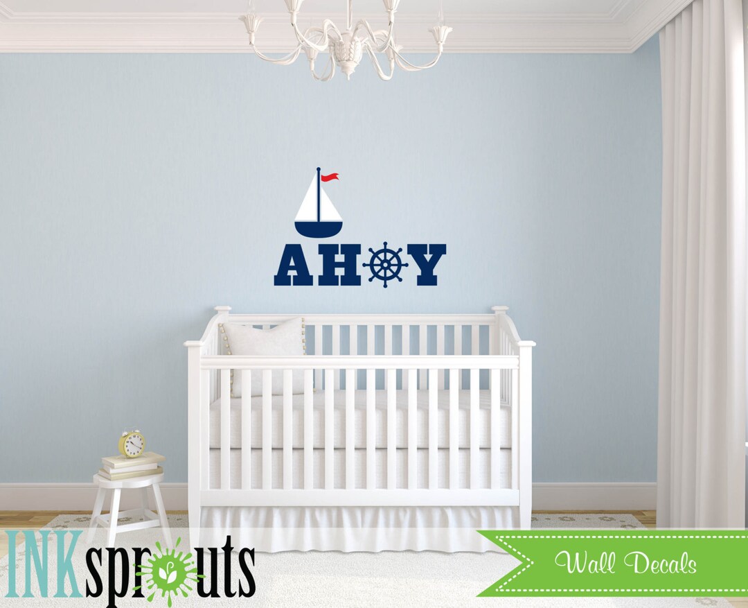 Sailboat Decal, Boat Decal, Ahoy, Nautical Decal , Beach Theme, Sea ...