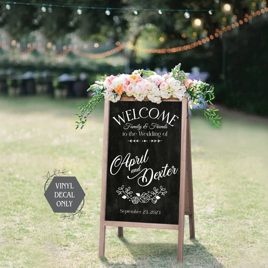 Welcome Wedding Sign Vinyl Decal Only, Personalized Wedding, Custom ...