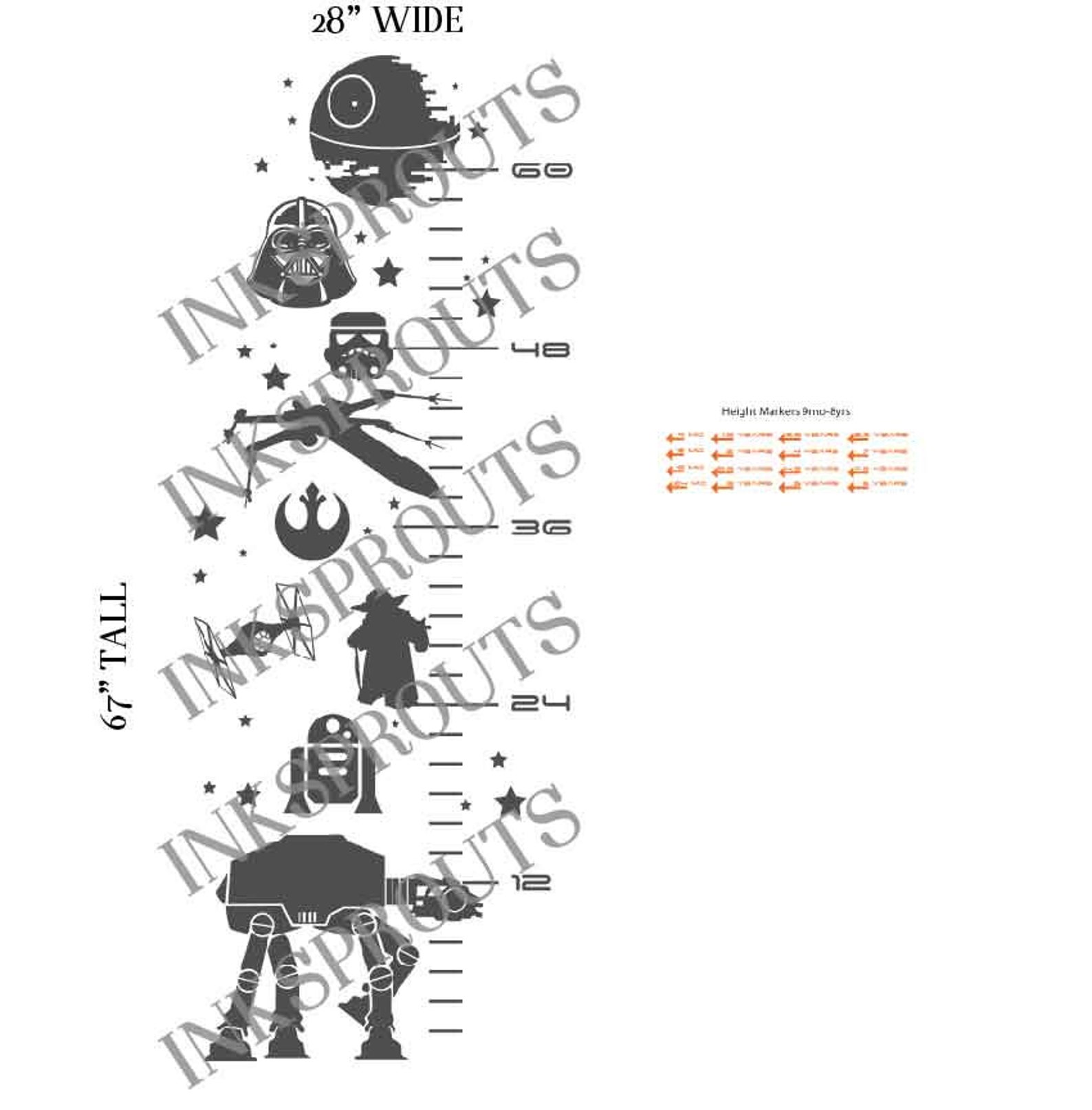 Star Wars Inspired Grow Chart Decal, Child Growth Chart, Mandalorian ...