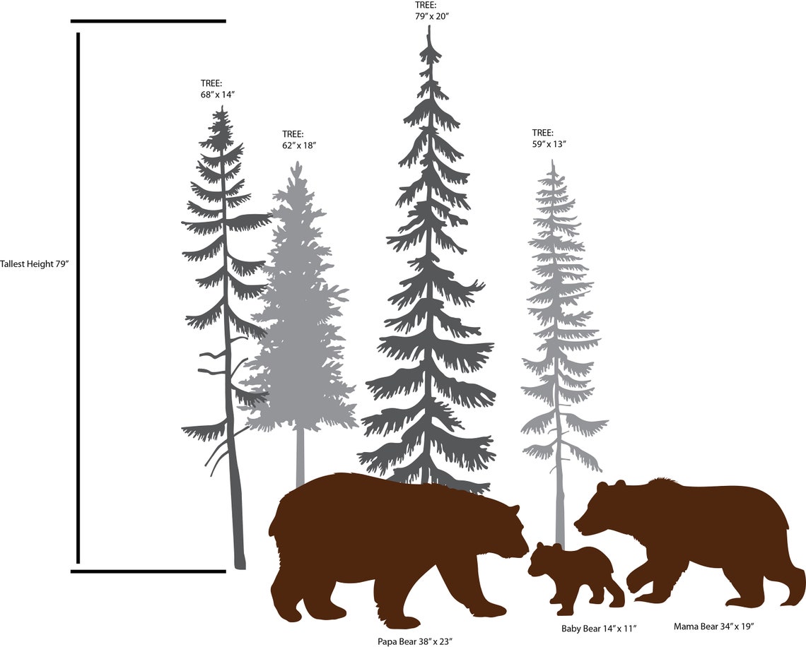 Forest Animal Wall Decal, Woodland Theme Nursery, Pine Forest ...