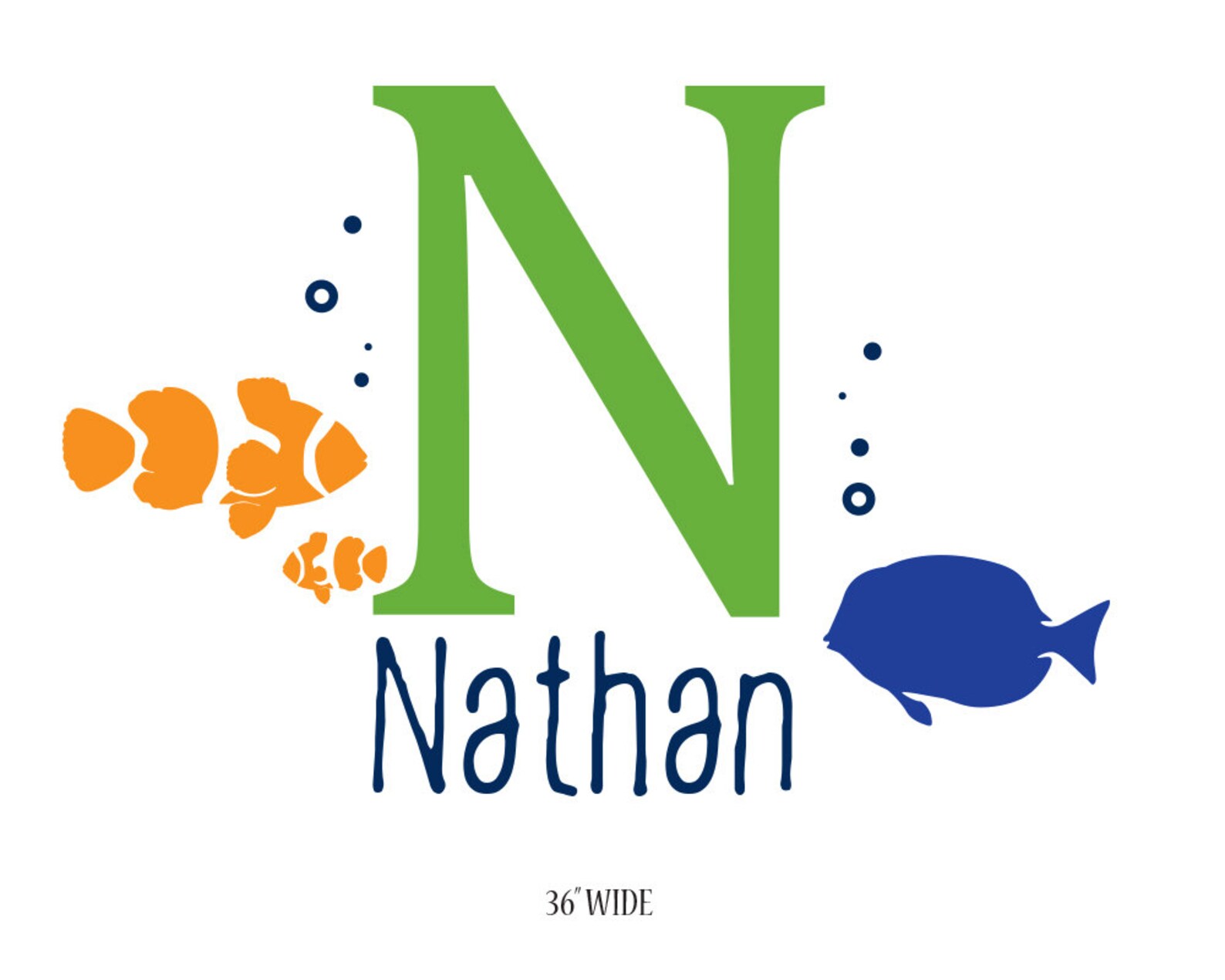 Fish Monogram Decal Under the Sea Decal Whale Family | Etsy