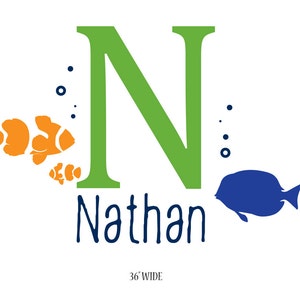 Fish Monogram Decal, Under the Sea Decal, Whale Family, Nautical Decal ...