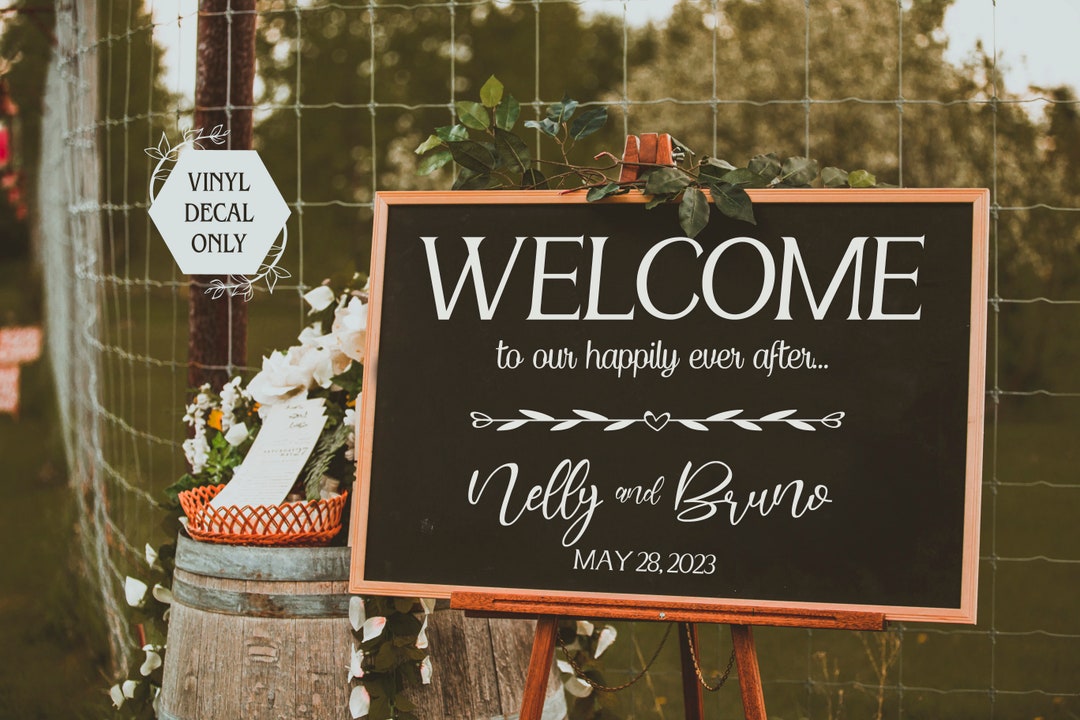 Welcome Wedding Sign Vinyl Decal Only, Personalized Wedding, Custom ...