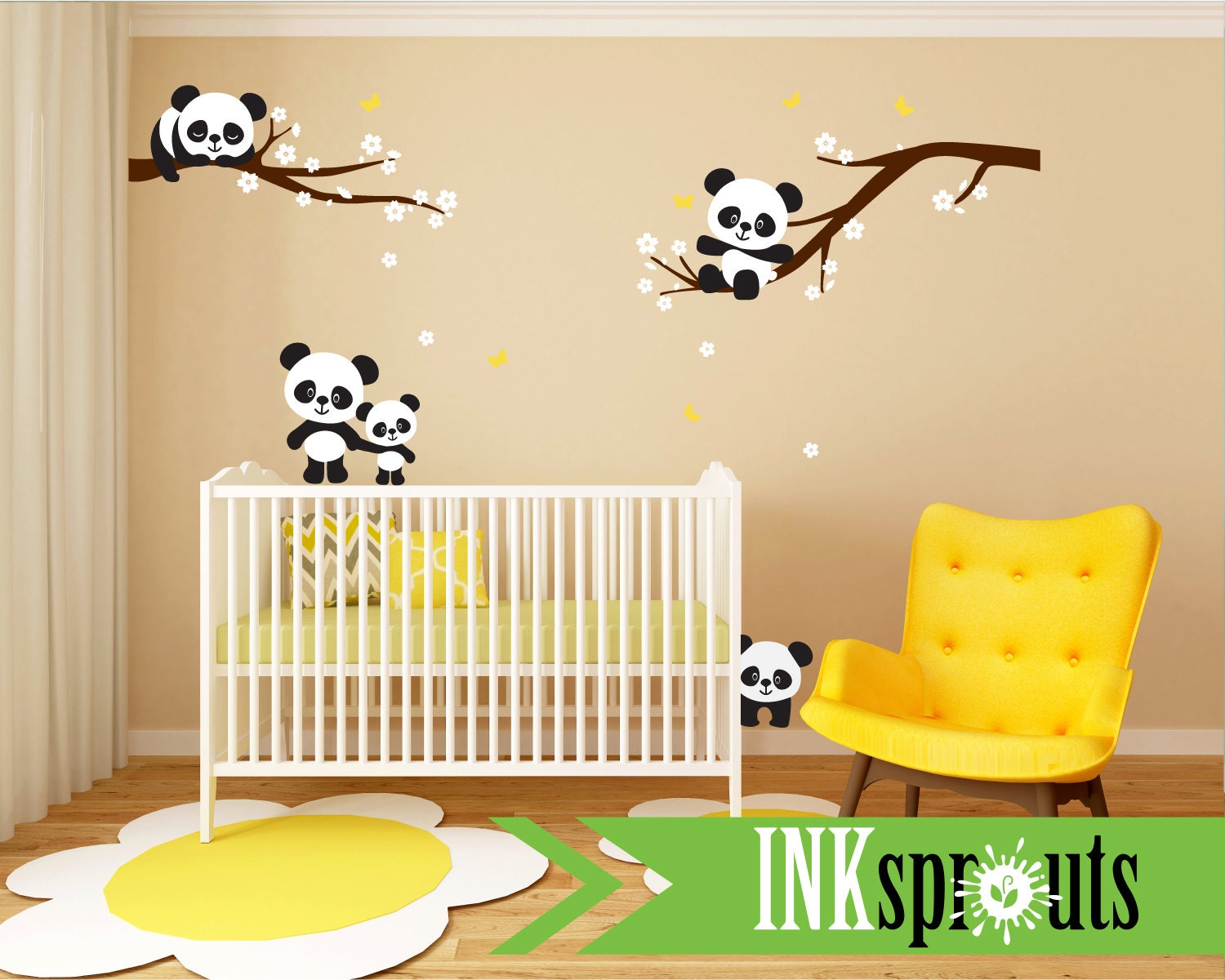 Panda Decal Room Panda on Blossom Branch Sleeping Panda | Etsy
