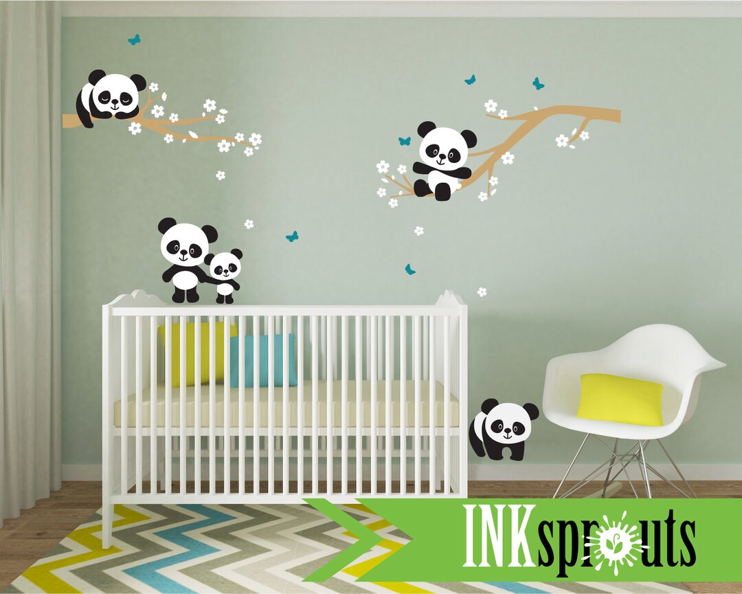 Panda Decal Room, Panda on Blossom Branch, Sleeping Panda, Panda on ...