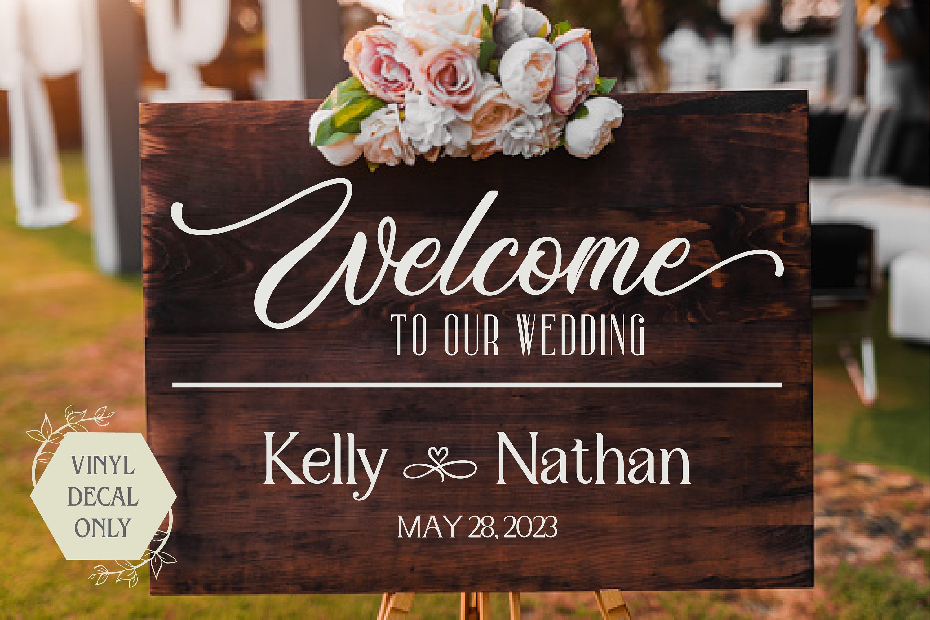 Welcome Wedding Sign Vinyl Decal Only, Personalized Wedding, Custom ...
