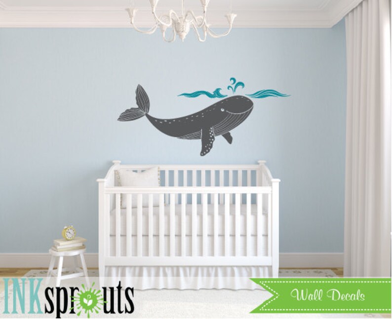 Whale Decal, Cute Whale, Nursery Ocean Theme, Nautical Decal , Orca ...