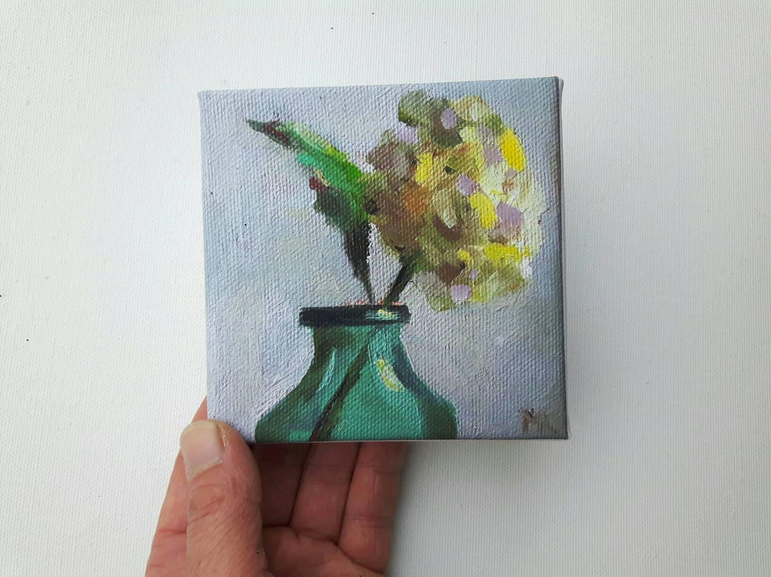 Small Flower Print, Print on Canvas, Tiny Painting, Small Canvas, Print ...