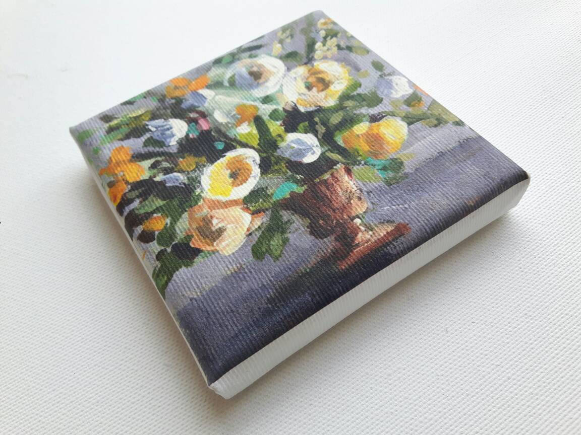 Small flower print print on canvas tiny painting small | Etsy