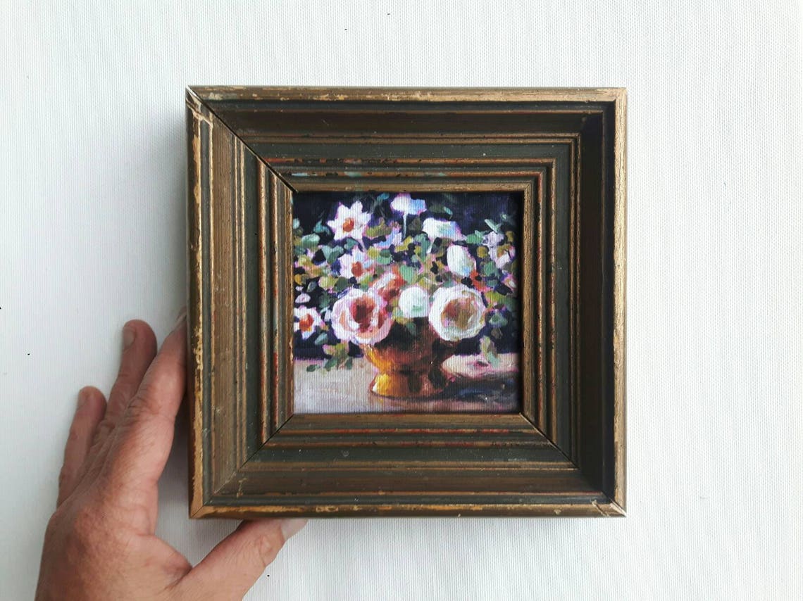 Small Flower Print, Print on Canvas, Tiny Painting, Small Canvas, Print ...