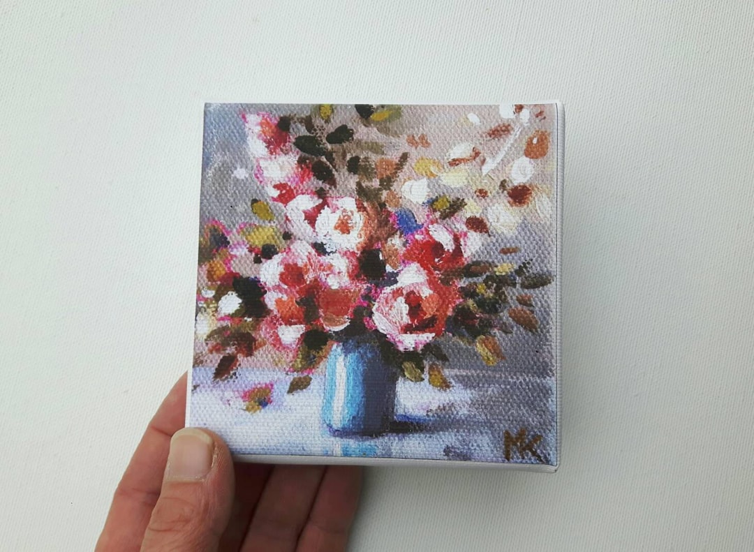Small Flower Print, Print on Canvas, Tiny Painting, Small Canvas, Print ...