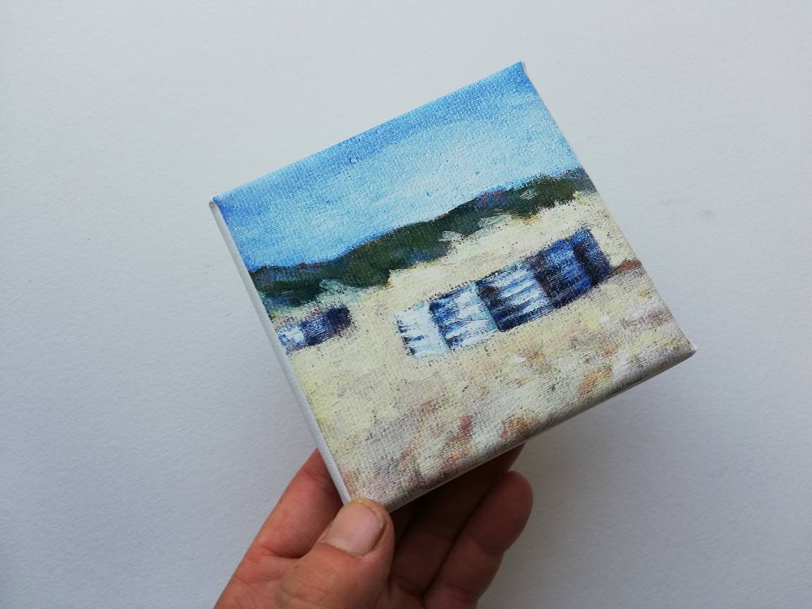 Small canvas print beach painting wanderlust print ocean | Etsy