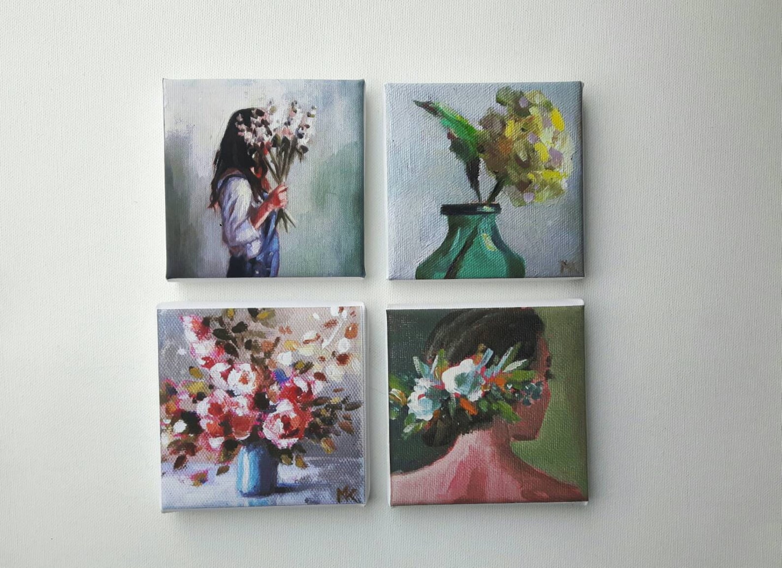 Small Flower Print, Print on Canvas, Tiny Painting, Small Canvas, Print ...