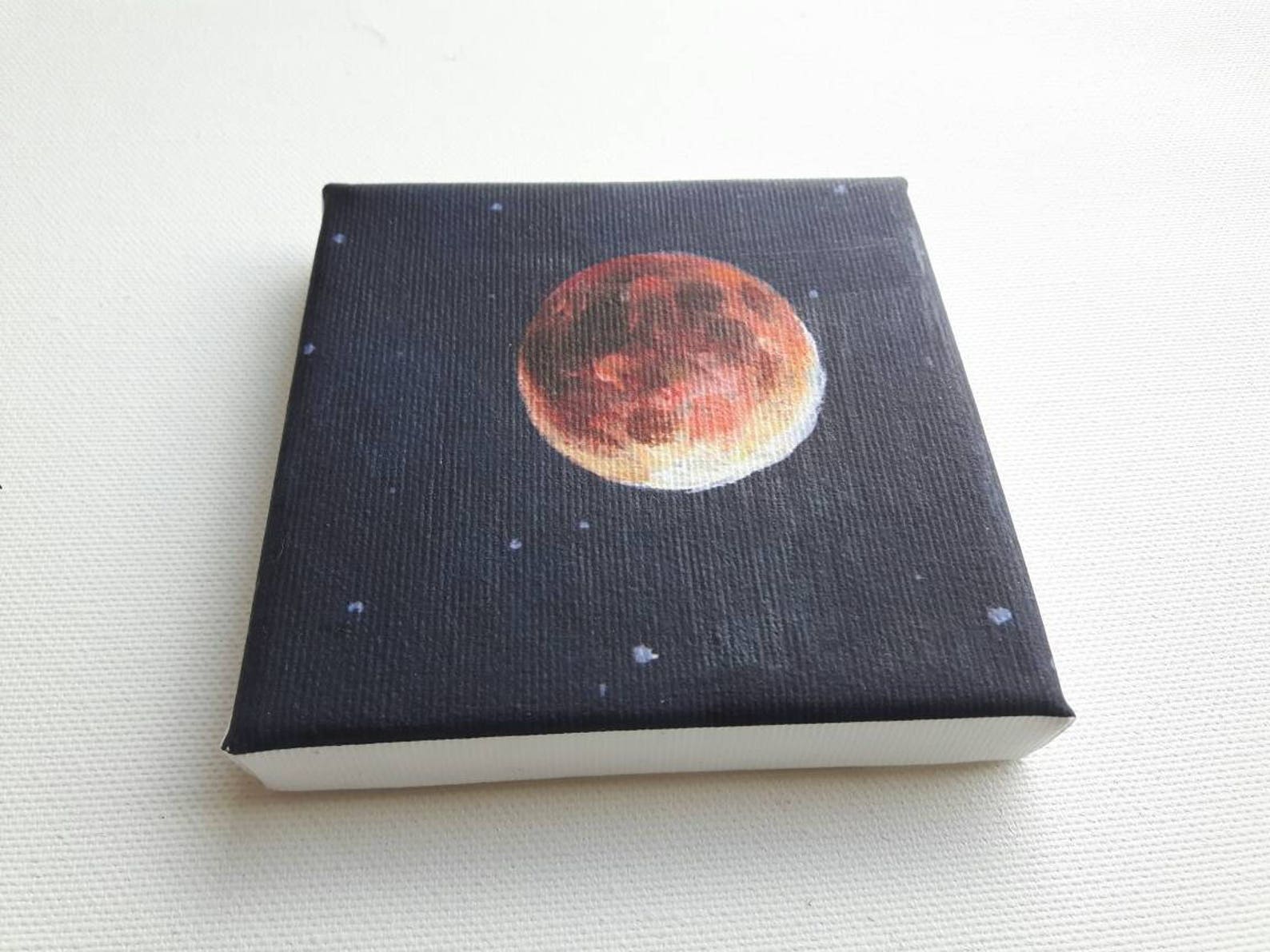 Small Moon Print, Canvas Print, Canvas, Tiny Painting, Small Canvas ...