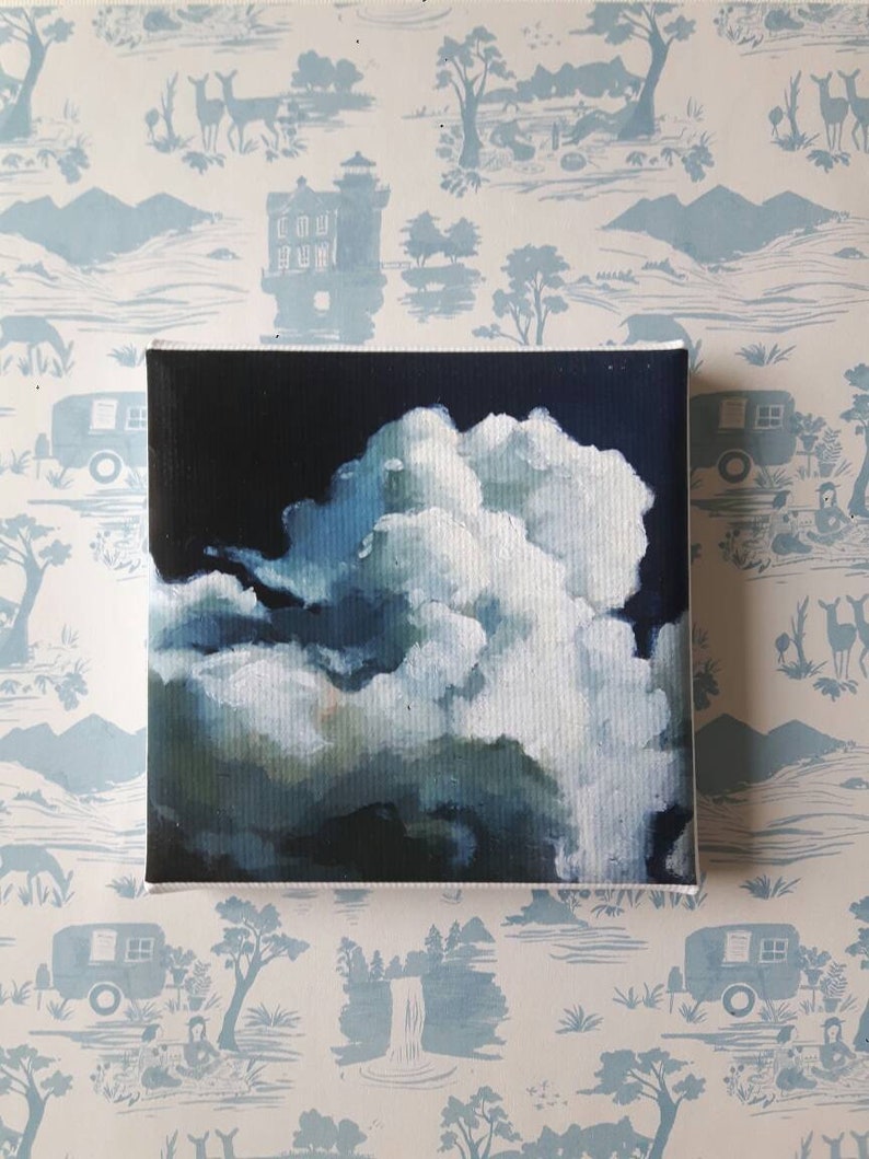 Small Cloud Print, Print on Canvas, Tiny Painting, Small Canvas, Print ...