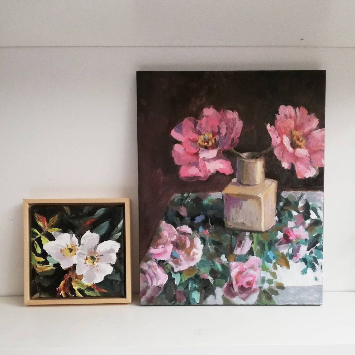 Garden Roses Original Acrylic Painting Floral Painting Pink - Etsy