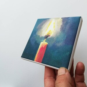 Flame, Small Canvas Print, Candle Painting , Christmas Print, Small ...
