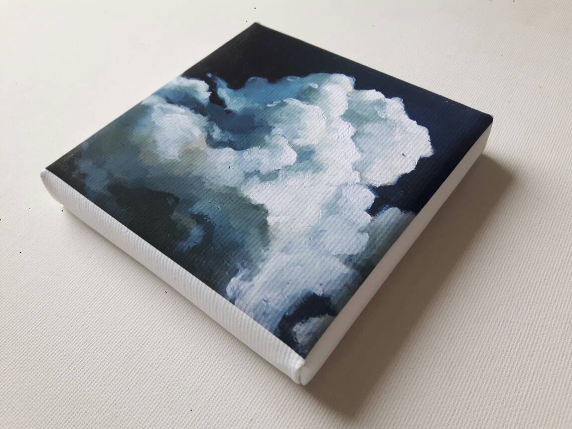 Small Cloud Print, Print on Canvas, Tiny Painting, Small Canvas, Print ...