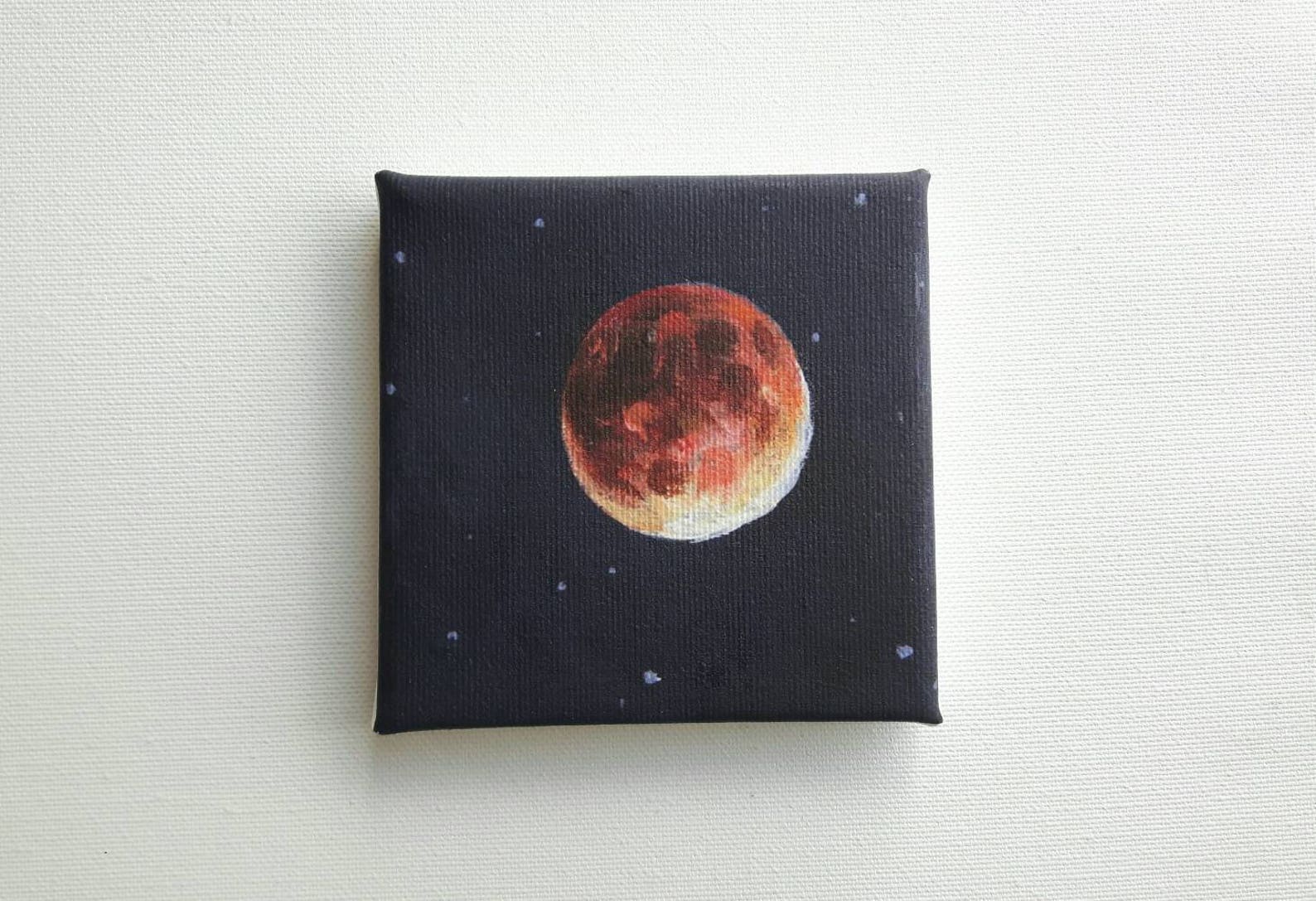 Small Moon Print Canvas Print Canvas Tiny Painting Small | Etsy