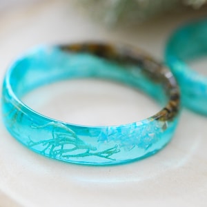 Ocean Resin Ring With Opal, Beach Ring With Sand, Blue Mermaid Ring ...